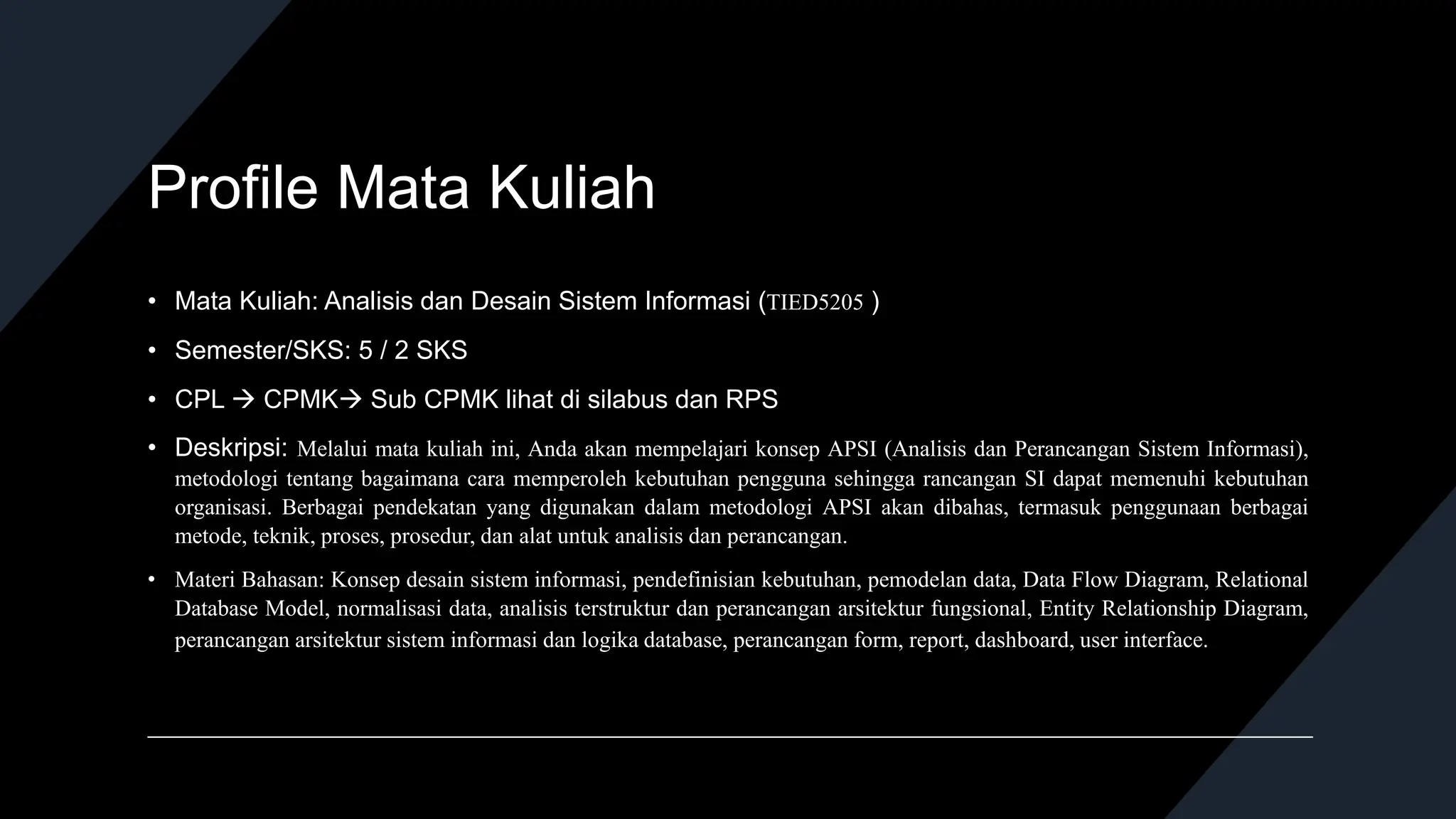 introduction Analisis dan Perancangan Sistem Informasi | PPTX