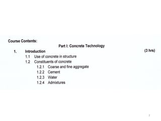 Chapter 1 Introduction of Concrete Technology | PDF