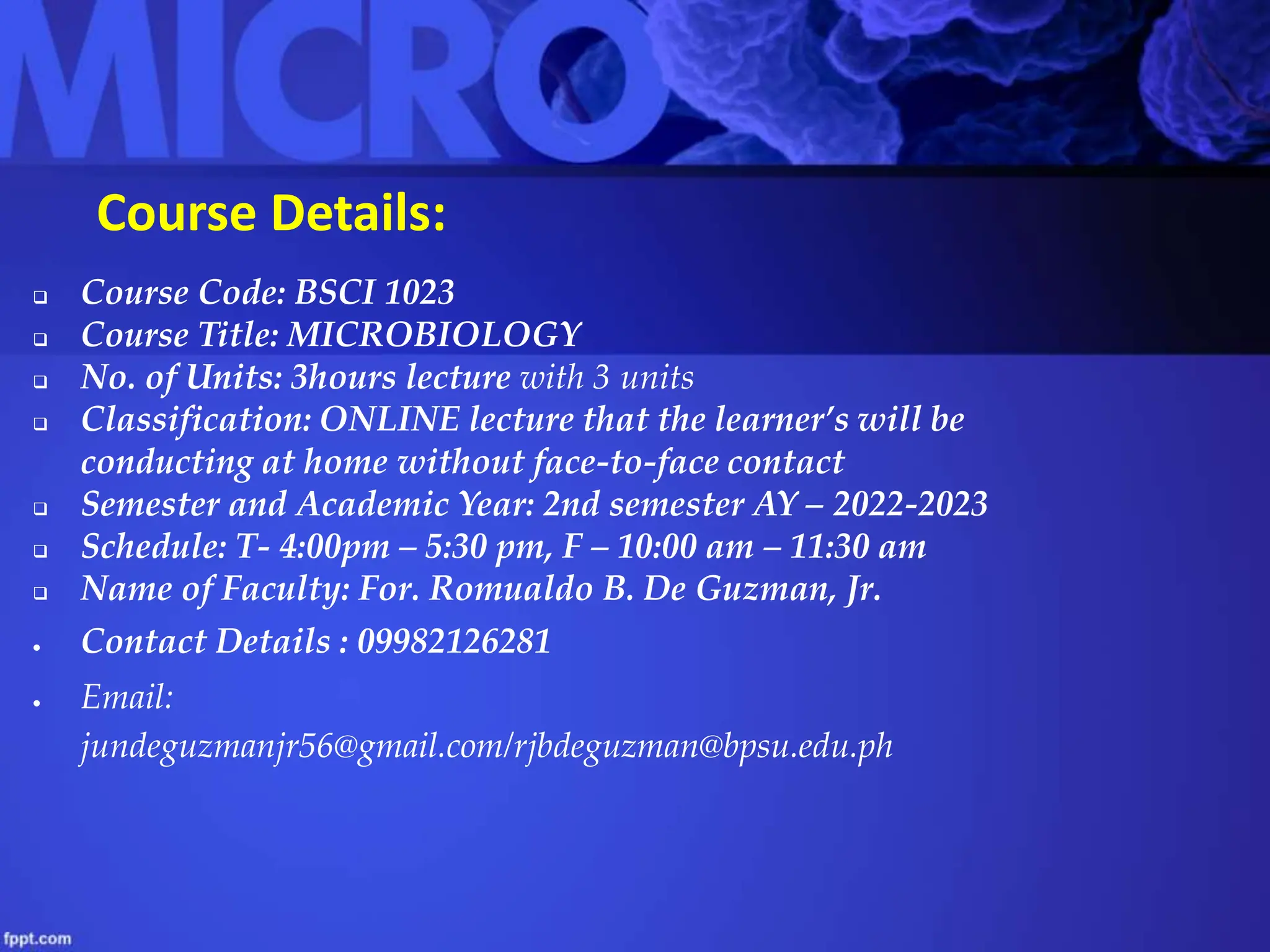 Chapter 1 introduction (online course).pptx | Biological Sciences | Science