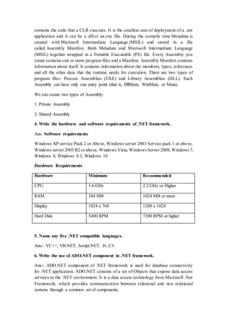 Chapter 1 introduction to .net