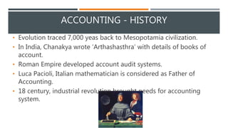 Chapter 1 Introduction to Accounting and Accounting Systems Part - I | PPT