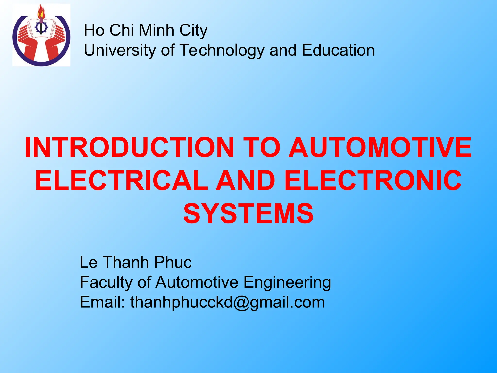 Chapter 1 _Introduction to Automotive Electrical and Electronic system ...