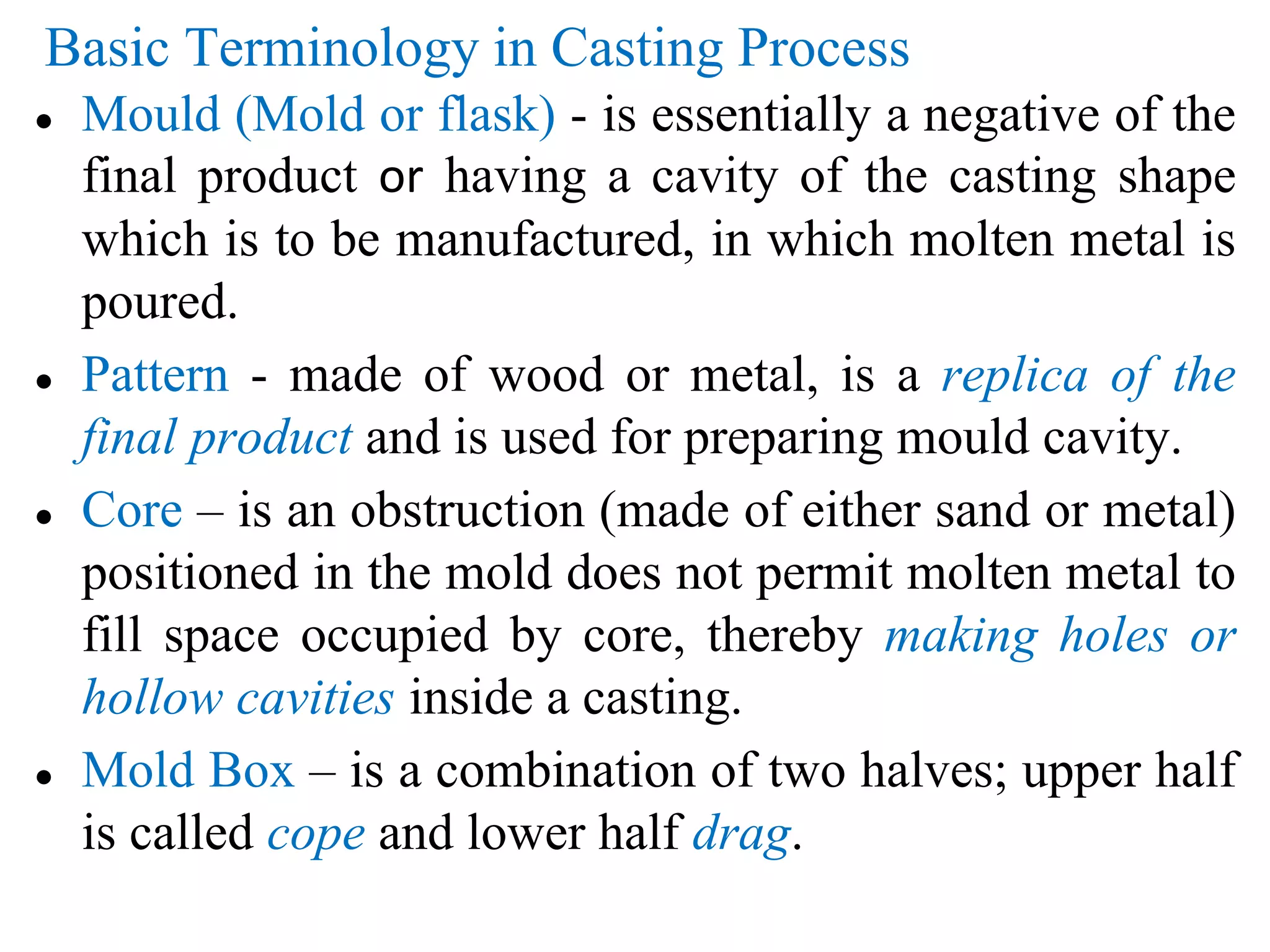 Chapter 1 introduction to casting process | PPTX