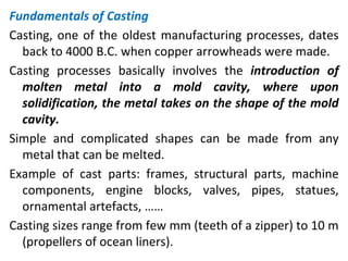Chapter 1 introduction to casting process | PPTX