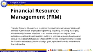 CHAPTER 1 INTRODUCTION TO FINANCIAL RESOURCE MANAGEMENT FOR RESILIENCE ...