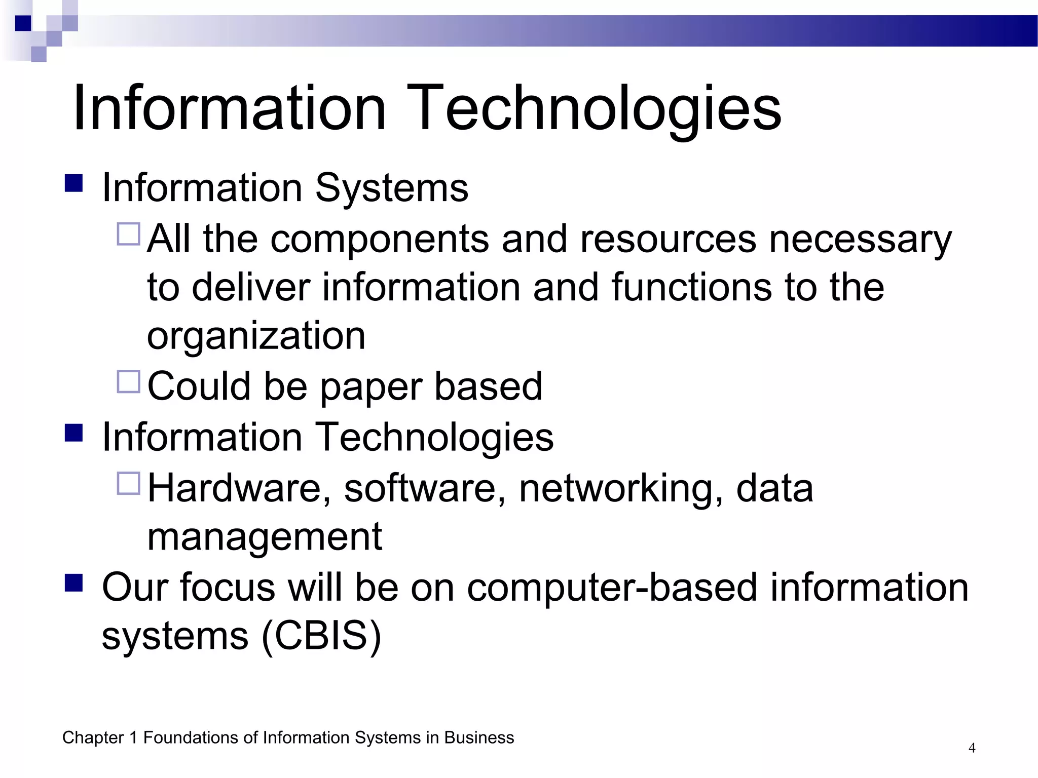 Chapter 1 introduction to information system | PPT