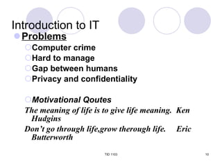 TID Chapter 1 Introduction To Information Technology | PPT