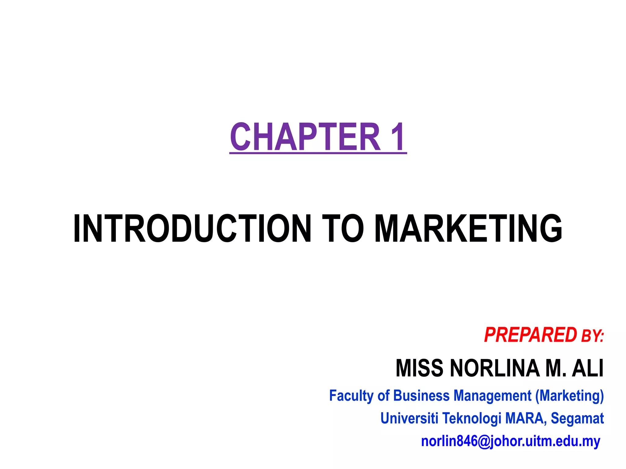 Chapter 1 introduction to marketing present | PPT