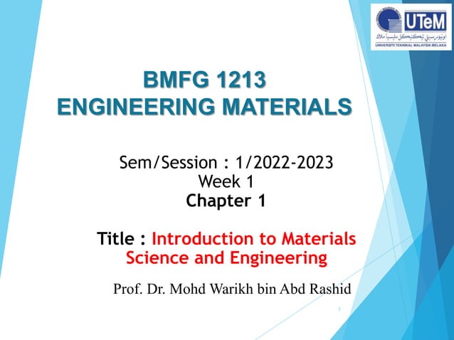 CHAPTER 1_Introduction to Materials Science and Engineering.pptx | Geology | Science