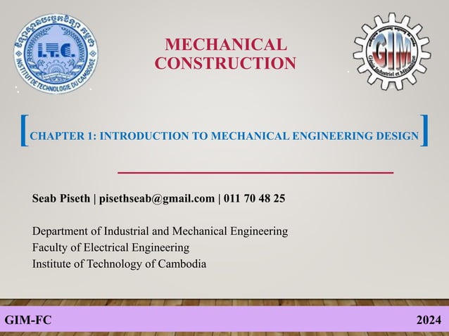 Chapter 1 Introduction to Mechanical Engineering Design.pptx | Desktop ...