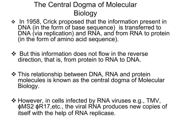 Chapter 1 Introduction to Molecular Biology.ppt | Biological Sciences ...