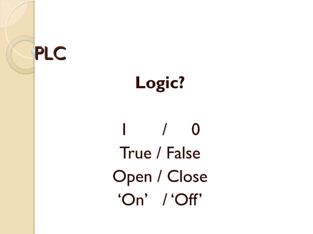 Chapter 1- Introduction For PLC. Suitable for Diploma Students | PPT