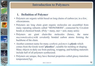 Chapter 1 introduction to polymers | PPT