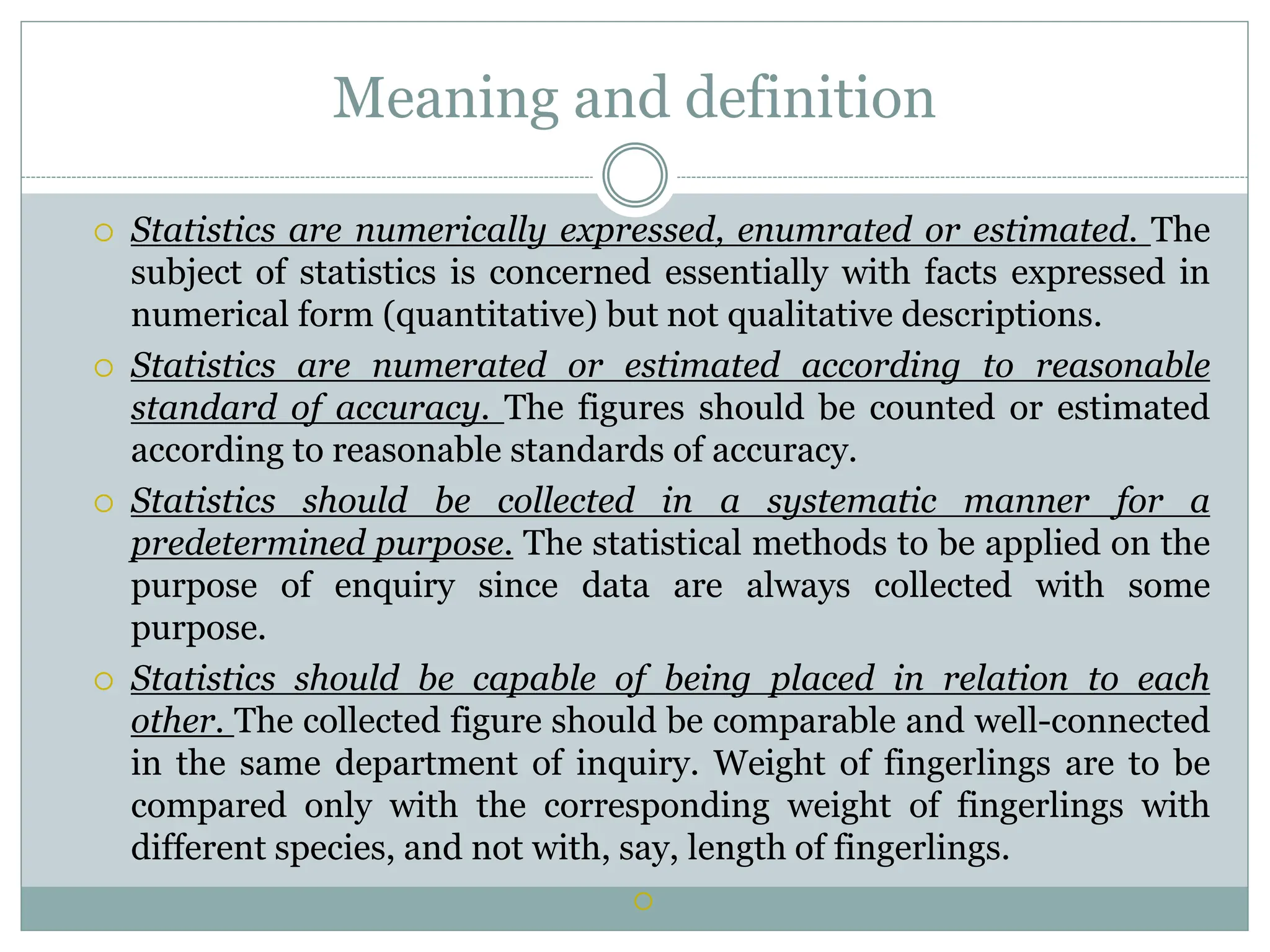 Chapter 1 Introduction to statistics, Definitions, scope and ...