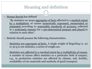Chapter 1 Introduction to statistics, Definitions, scope and ...