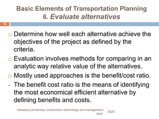 Chapter 1 introduction to transport system and planning | PPTX