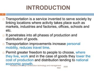 Chapter 1 introduction to transport system and planning | PPTX