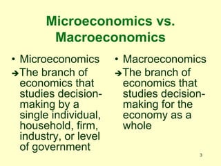 microeconomics, chapter 01 explain the introduction of microeconomics | PPT