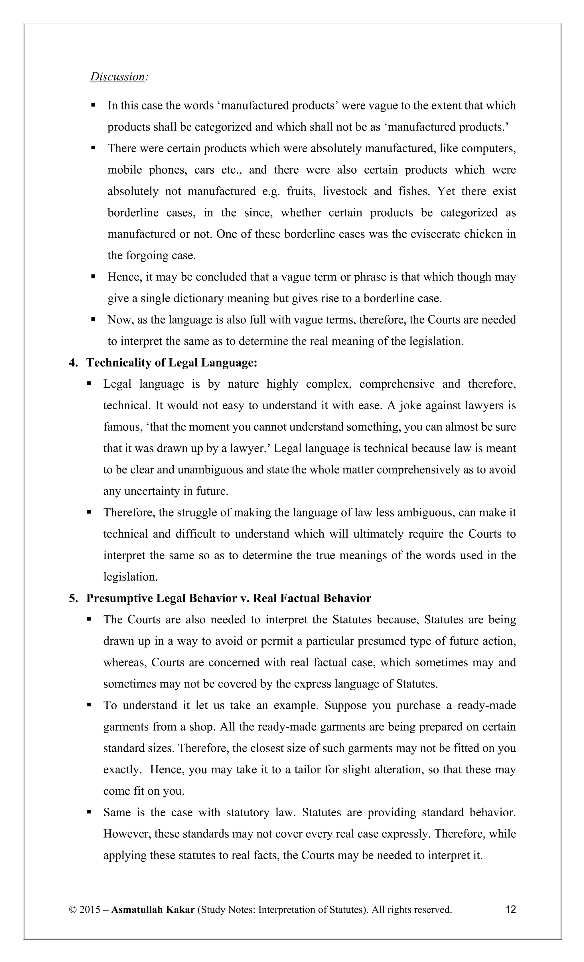 Chapter 1 introdution to interpretation of statutes | PDF