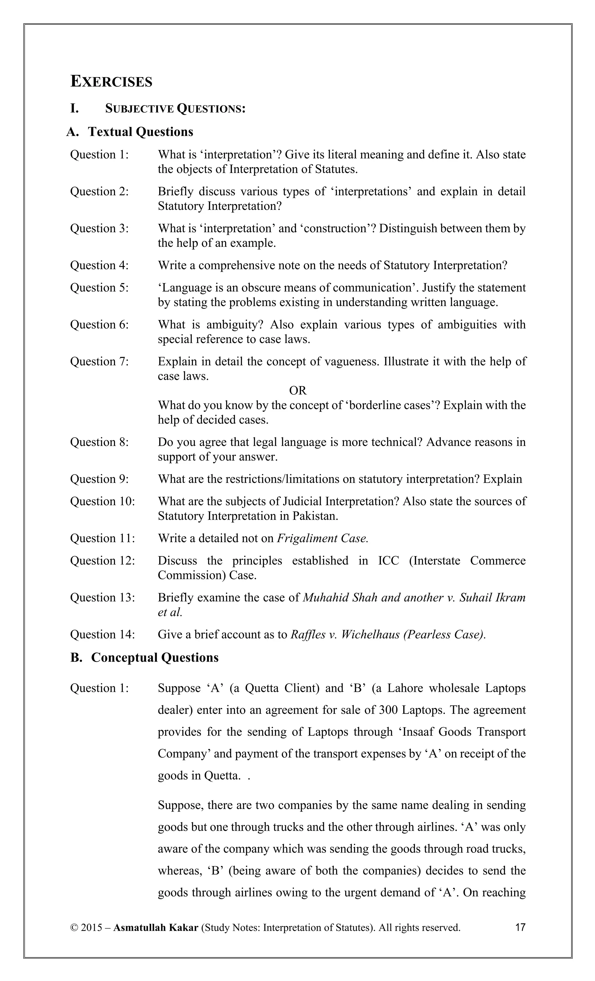 Chapter 1 introdution to interpretation of statutes | PDF
