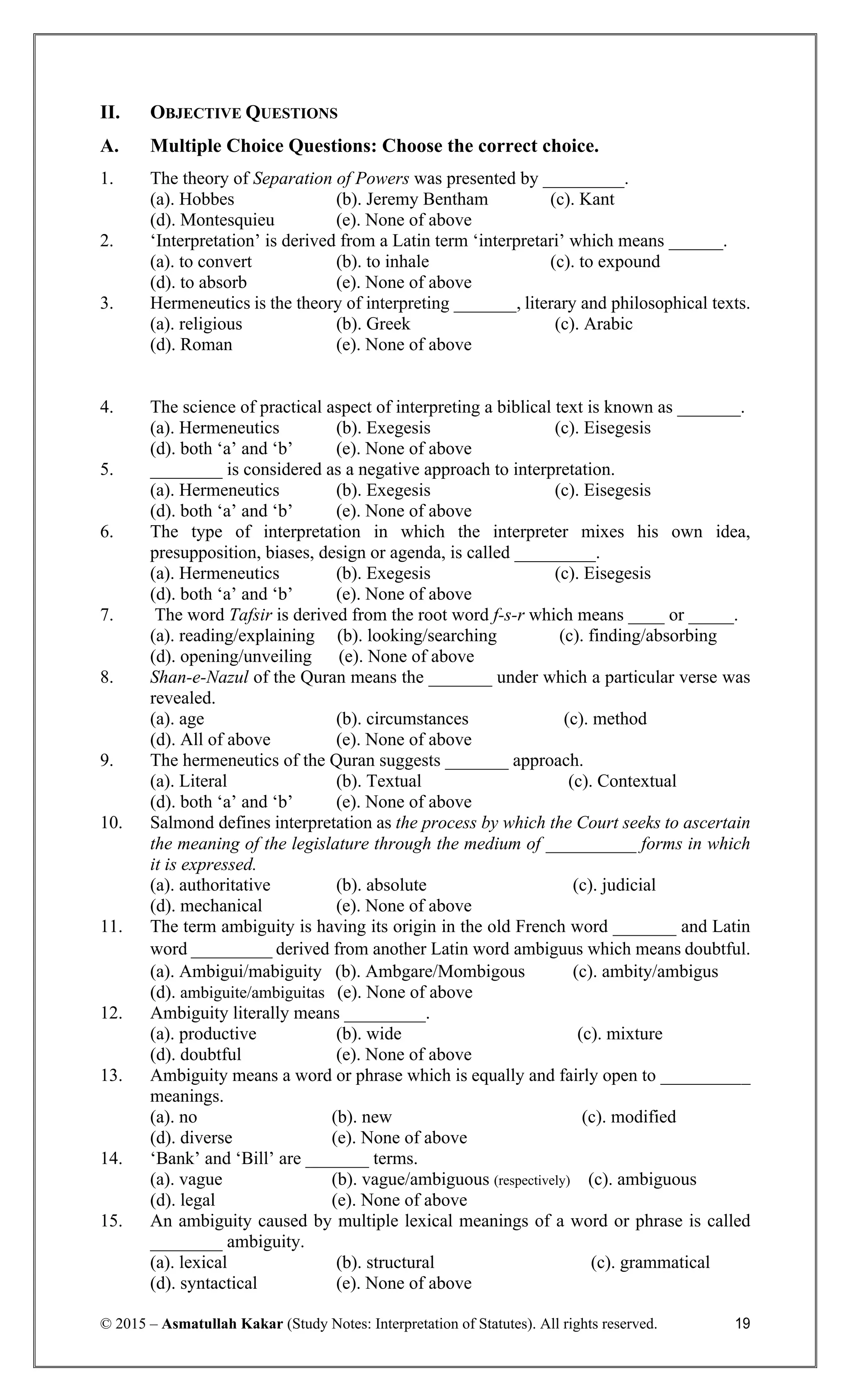 Chapter 1 introdution to interpretation of statutes | PDF