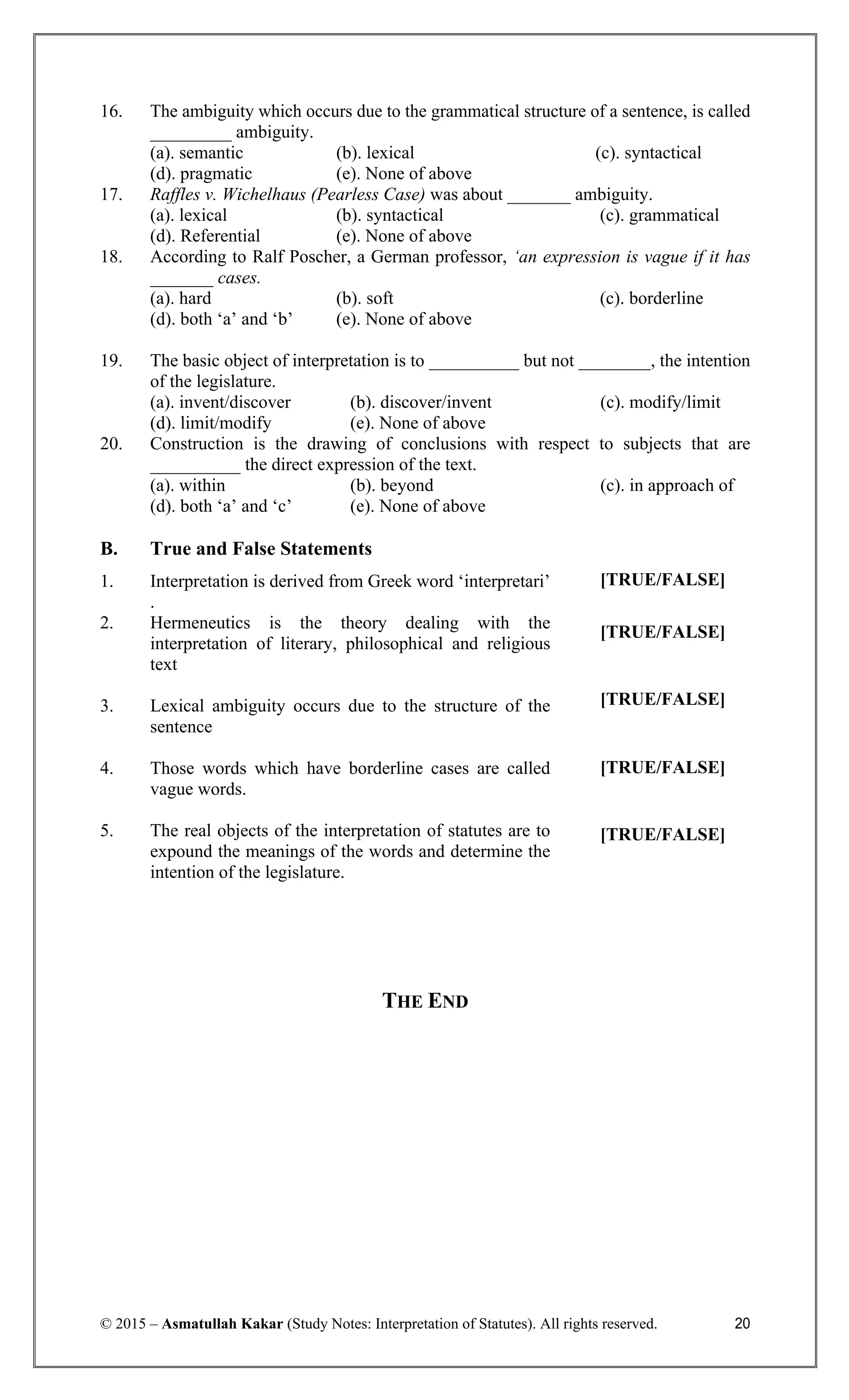 Chapter 1 introdution to interpretation of statutes | PDF