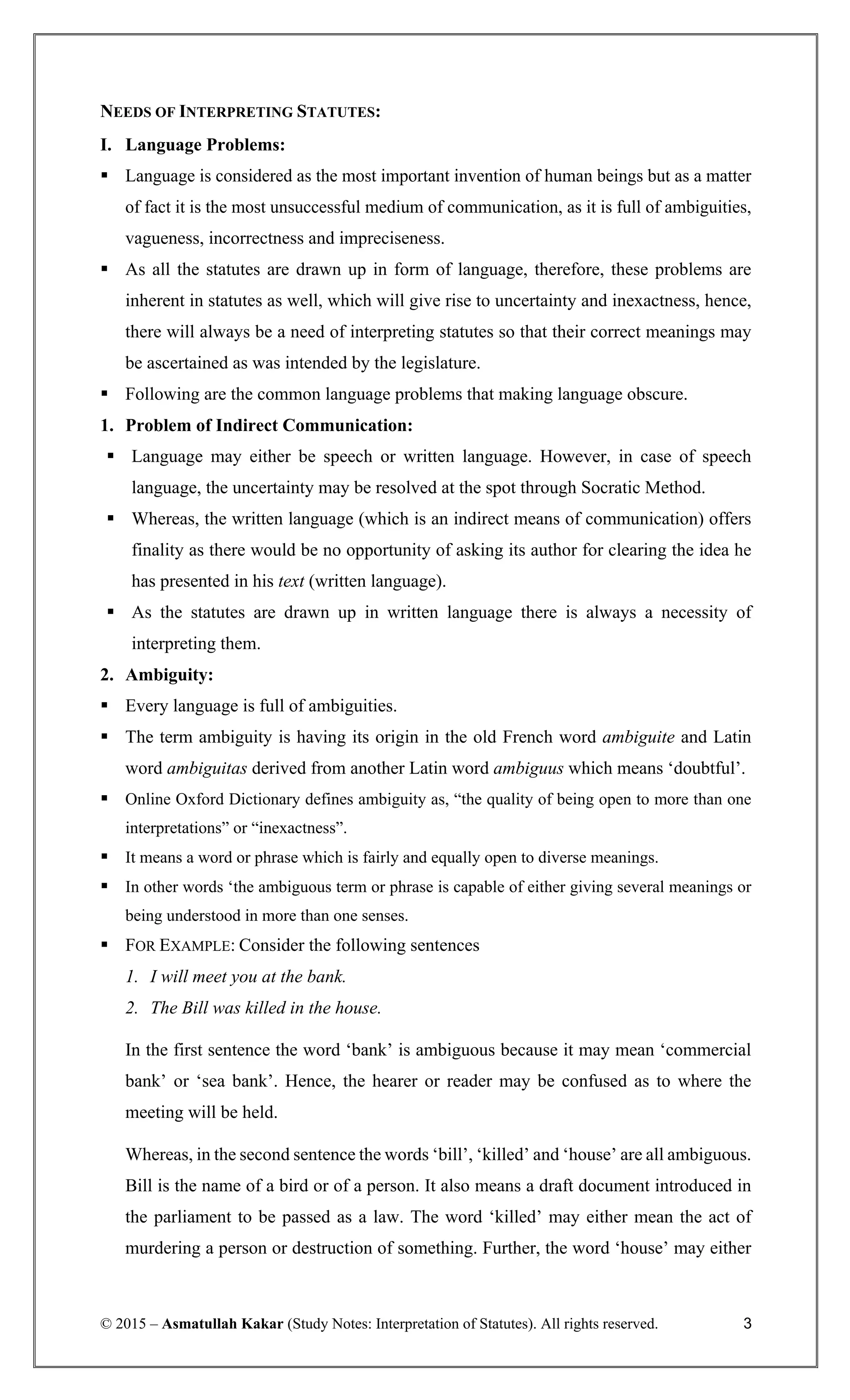 Chapter 1 introdution to interpretation of statutes | PDF