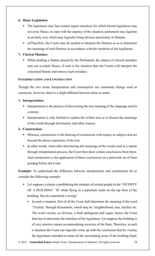 Chapter 1 introdution to interpretation of statutes | PDF