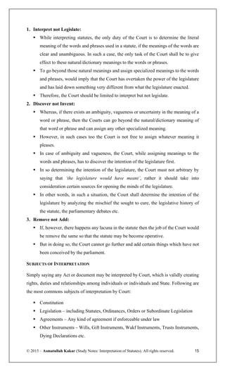 Chapter 1 introdution to interpretation of statutes | PDF