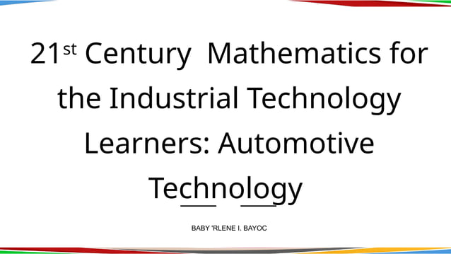 Chapter 1 - Introduction to Mathematics for Technologists | PPTX