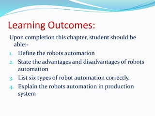 Chapter 1 Intro to industrial robot automation | PPTX