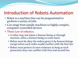 Chapter 1 Intro to industrial robot automation (2) | PPTX