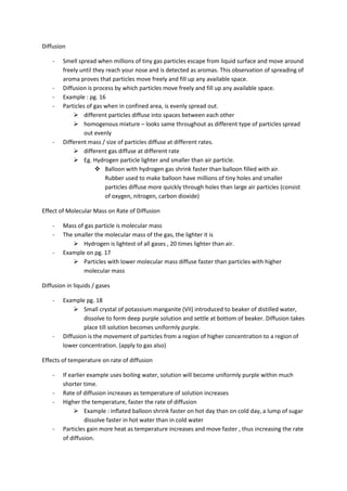 Chapter 1 kinetic particle theory notes ( class test ) part 2 | DOCX