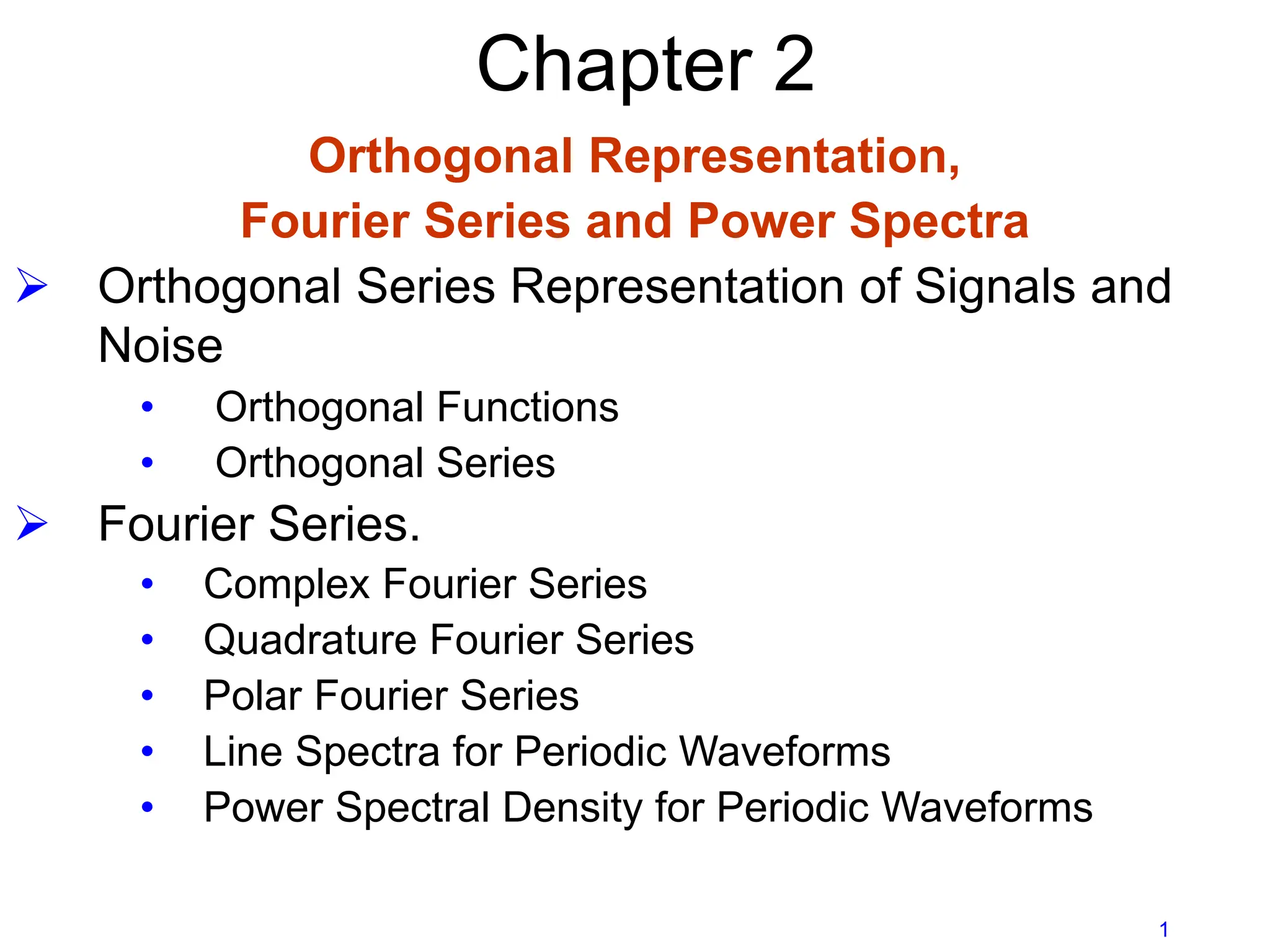 Orthogonal Representation, Fourier Series and Power Spectra | PDF