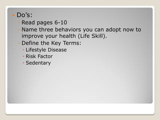 Chapter 1 lecture notes | PDF | Wellness | Healthy Living