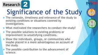 Research Title, Background of the Study, Statement of the Problem ...