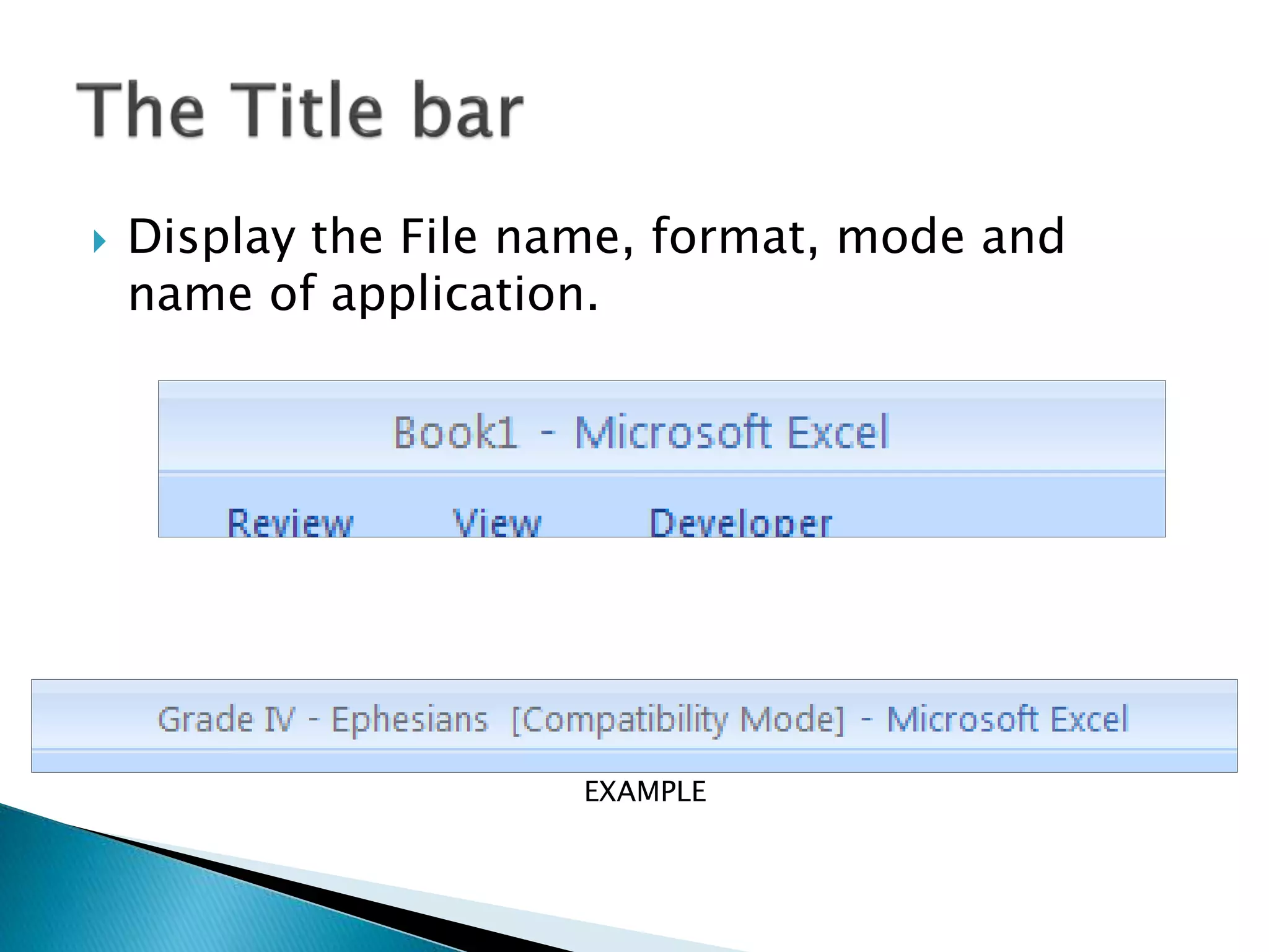 Chapter 1 lesson 2 MS Excel and its Interface | PPTX
