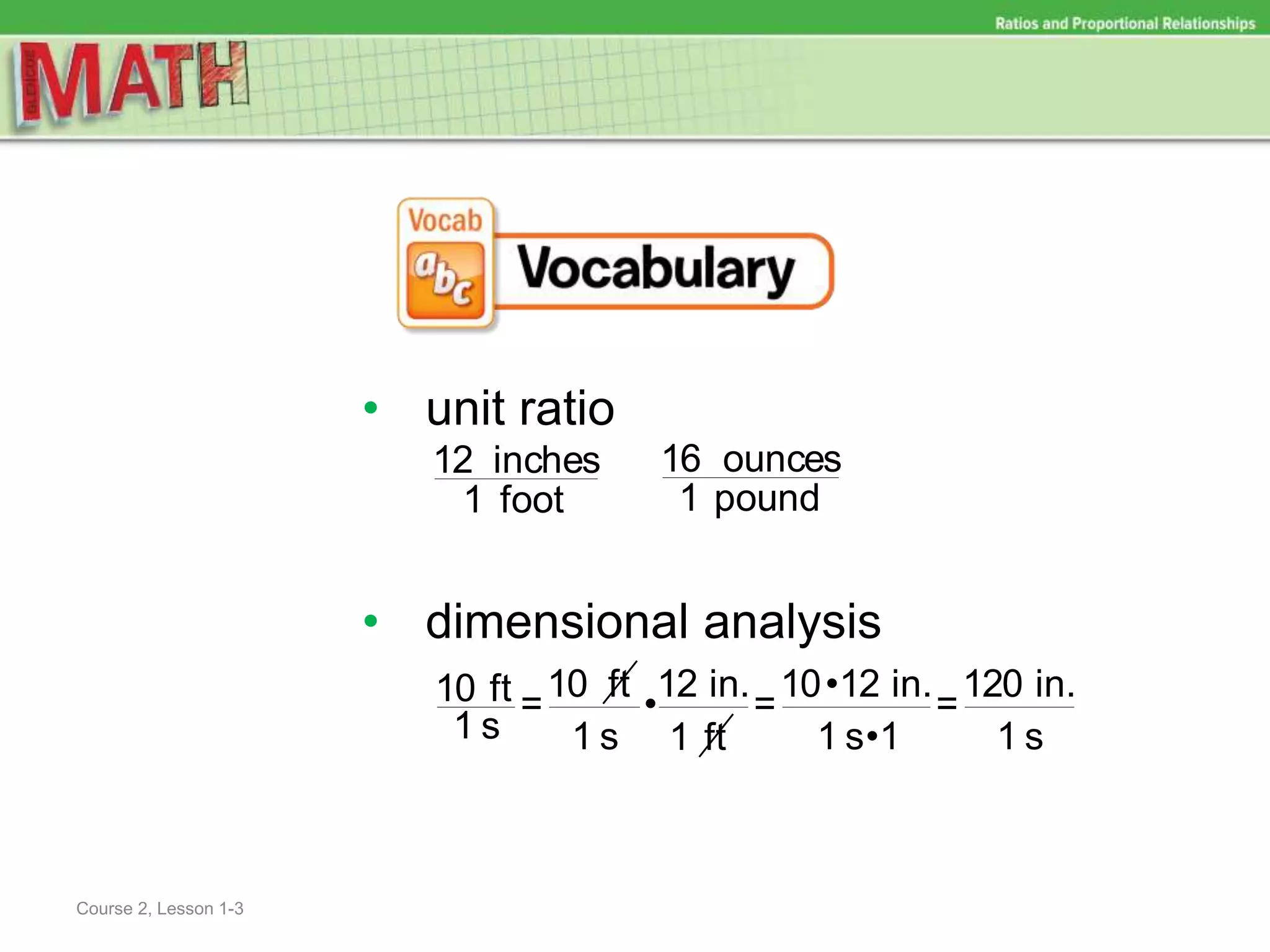 (7) Lesson 1.3 - Convert Unit Rates | PPT