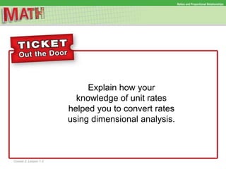 (7) Lesson 1.3 - Convert Unit Rates | PPTX