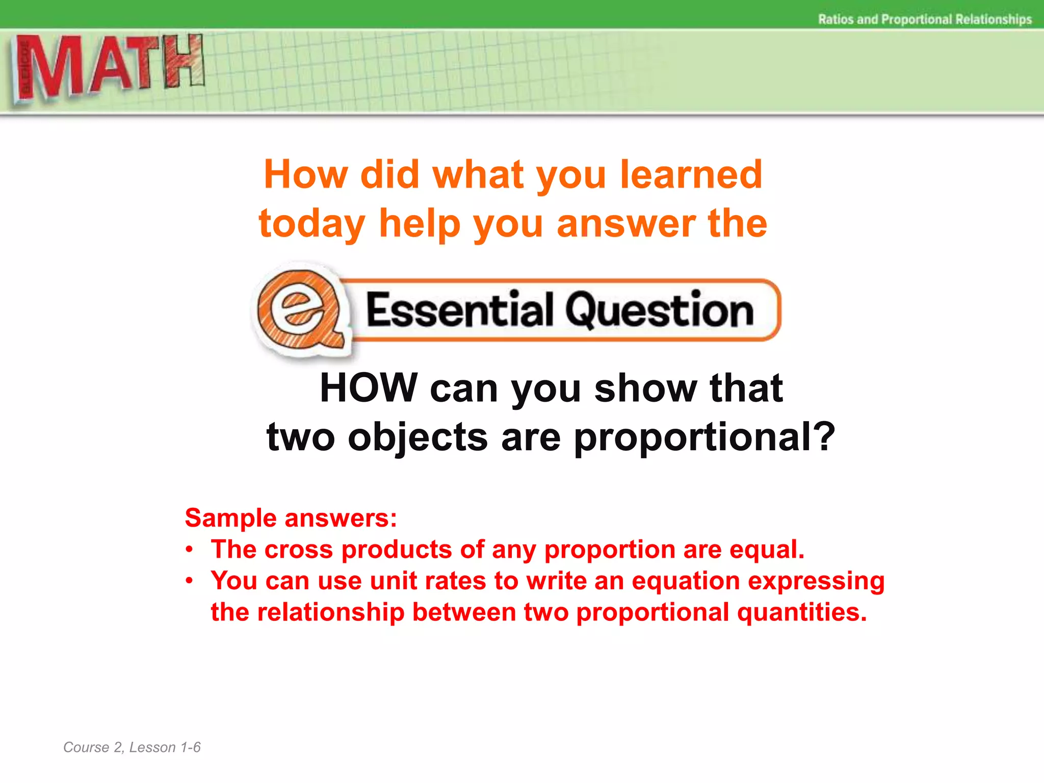 (7) Lesson 1.6 - Solve Proportional Relationships | PPTX