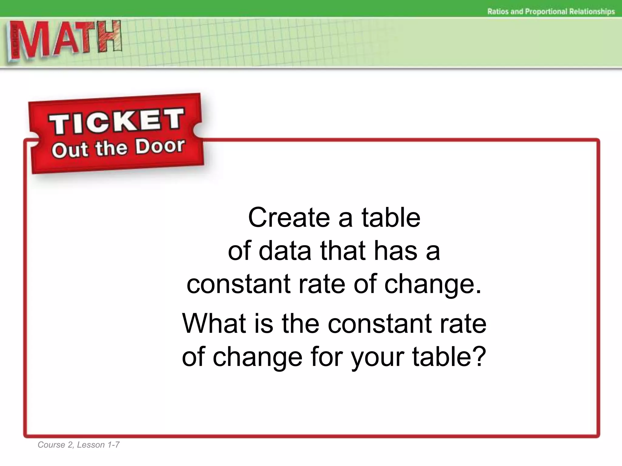 (7) Lesson 1.7 - Constant Rate of Change | PPTX