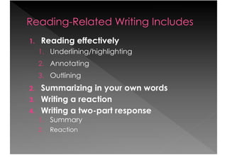Chapter 1 Linking Reading And Writing | PDF