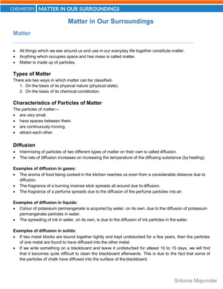 CBSE Grade 9 Science(Chemistry) Ch 1 Matter in Our Surroundings Notes | PDF