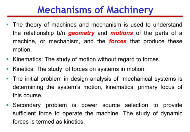 Chapter 1 Introduction to Mechanisms of Machinery | PPTX | Robotics ...