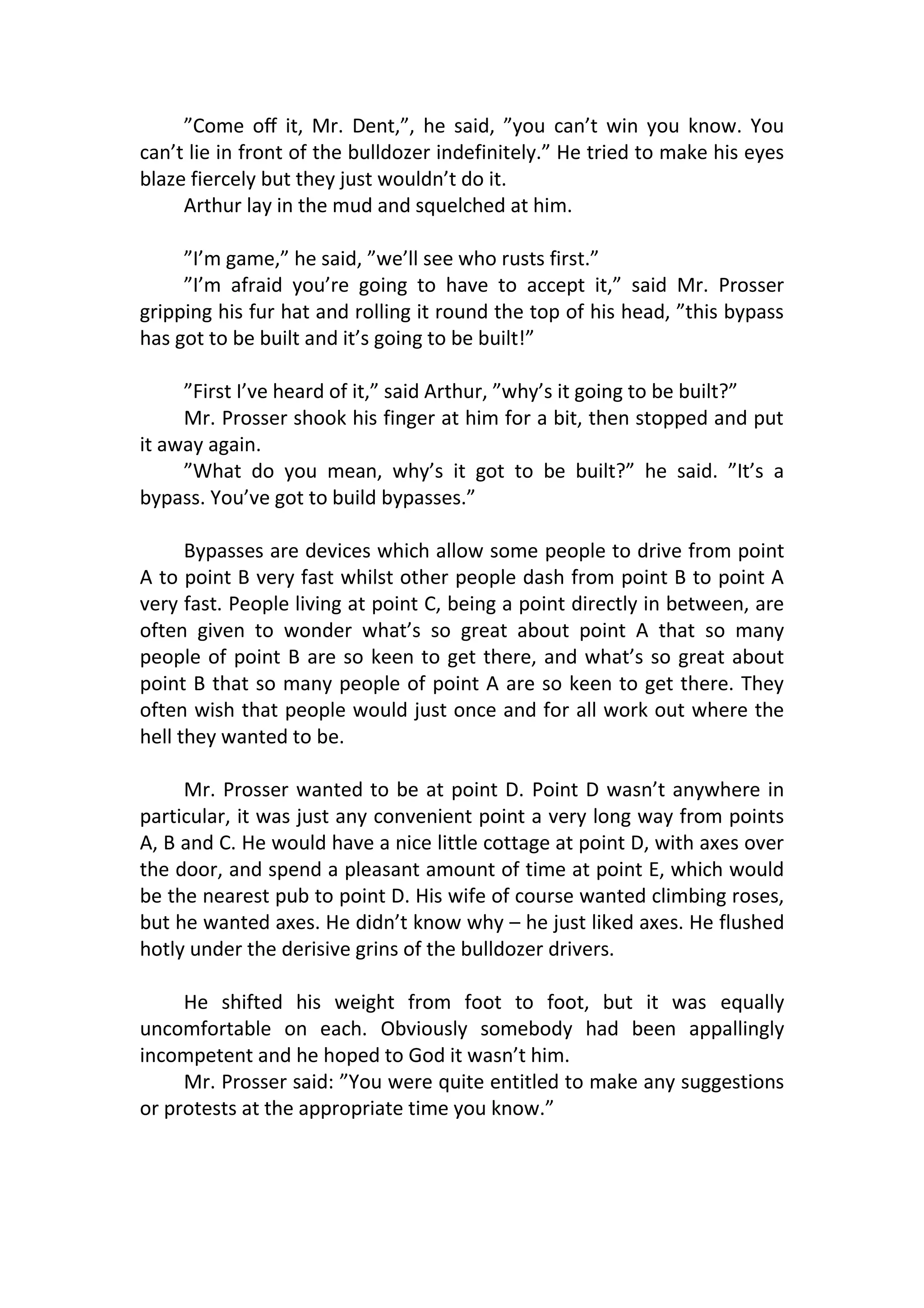 Chapter 1 mr prosser and arthur conversation | DOCX