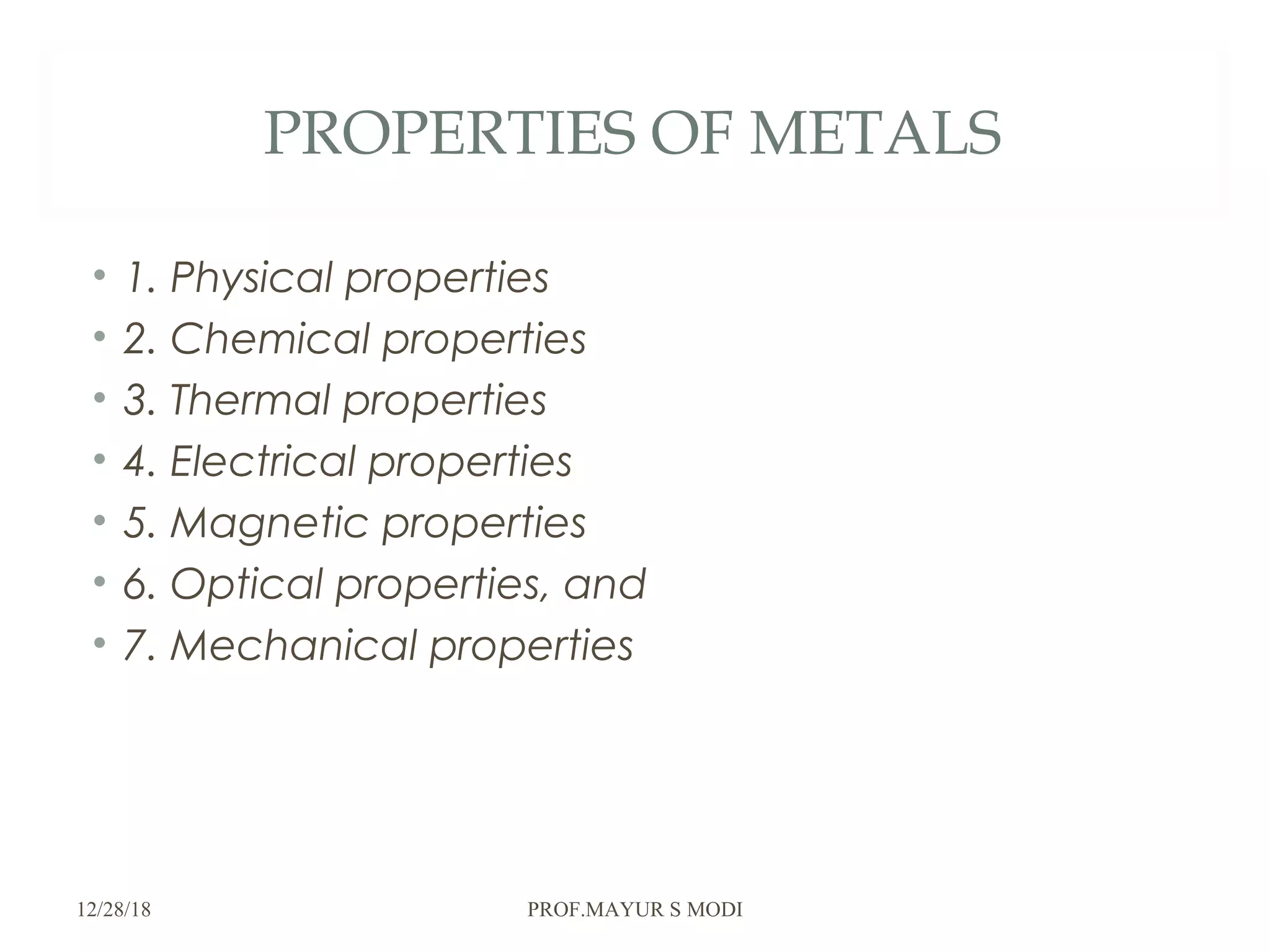 Chapter 1 INTRODUCTION TO MATERIAL SCIENCE AND METALLURGY | PPT