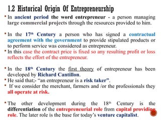 CHAPTER 1 new.pptxOrigin Of Entrepreneurship | PPTX
