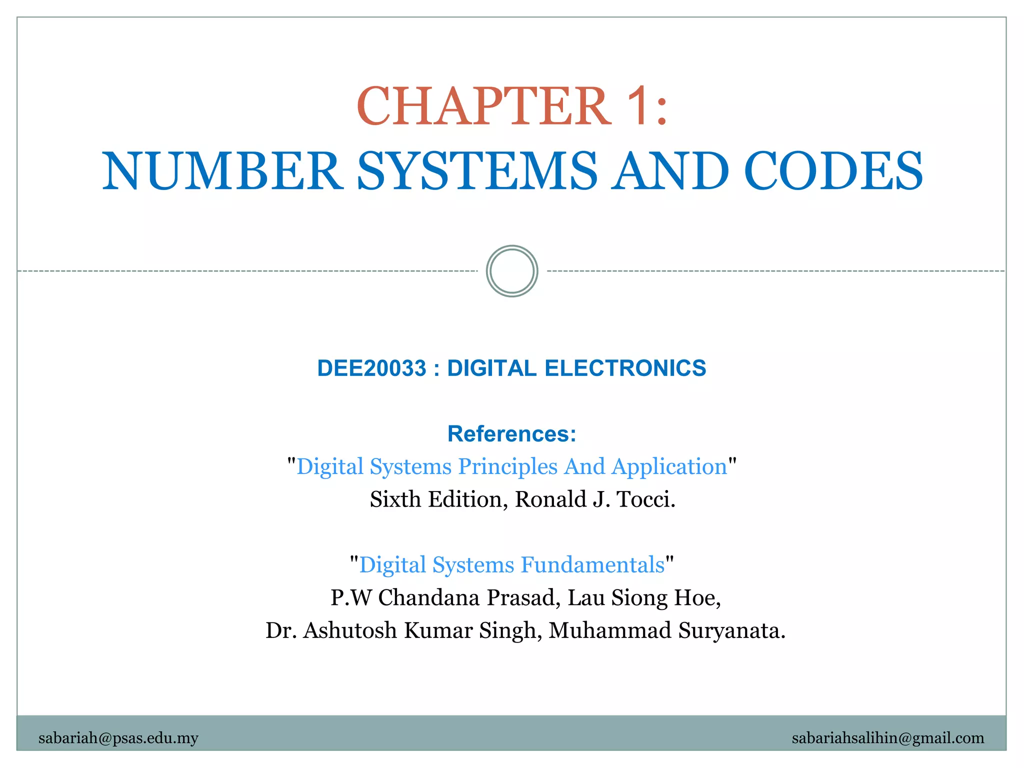 Chapter 1 number and code system sss | PPT