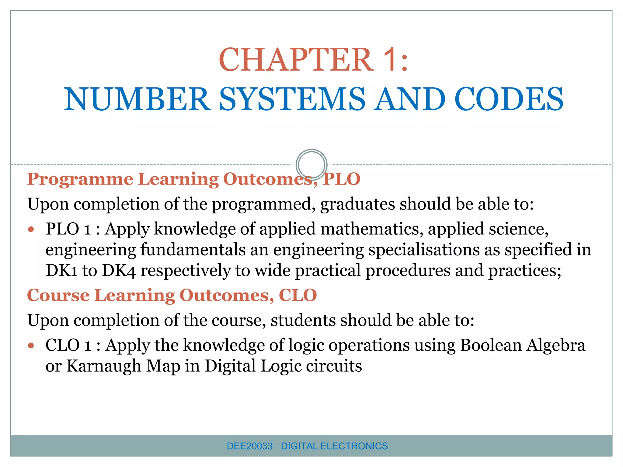 Chapter 1 number and code system sss | PPT