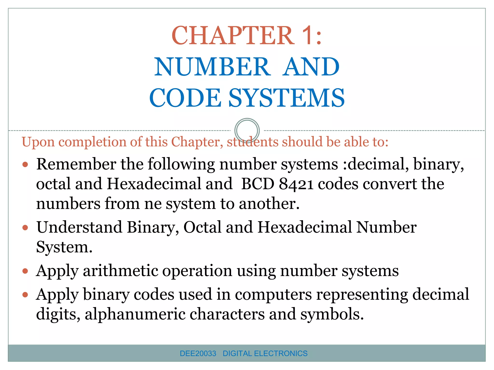 Chapter 1 number and code system sss | PPT